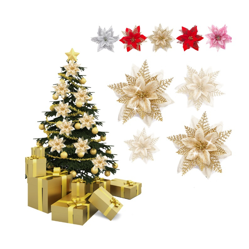 Jual bunga pohon natal bunga hiasan parcel isi 8pc ukuran 13 cm ...