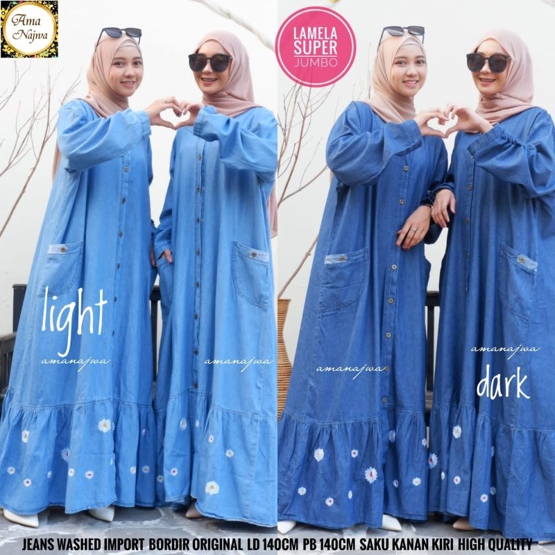 Jual 100% ORI Lamela dress jumbo by Ama Najwa / Ld 140 Pb 140 | Shopee ...