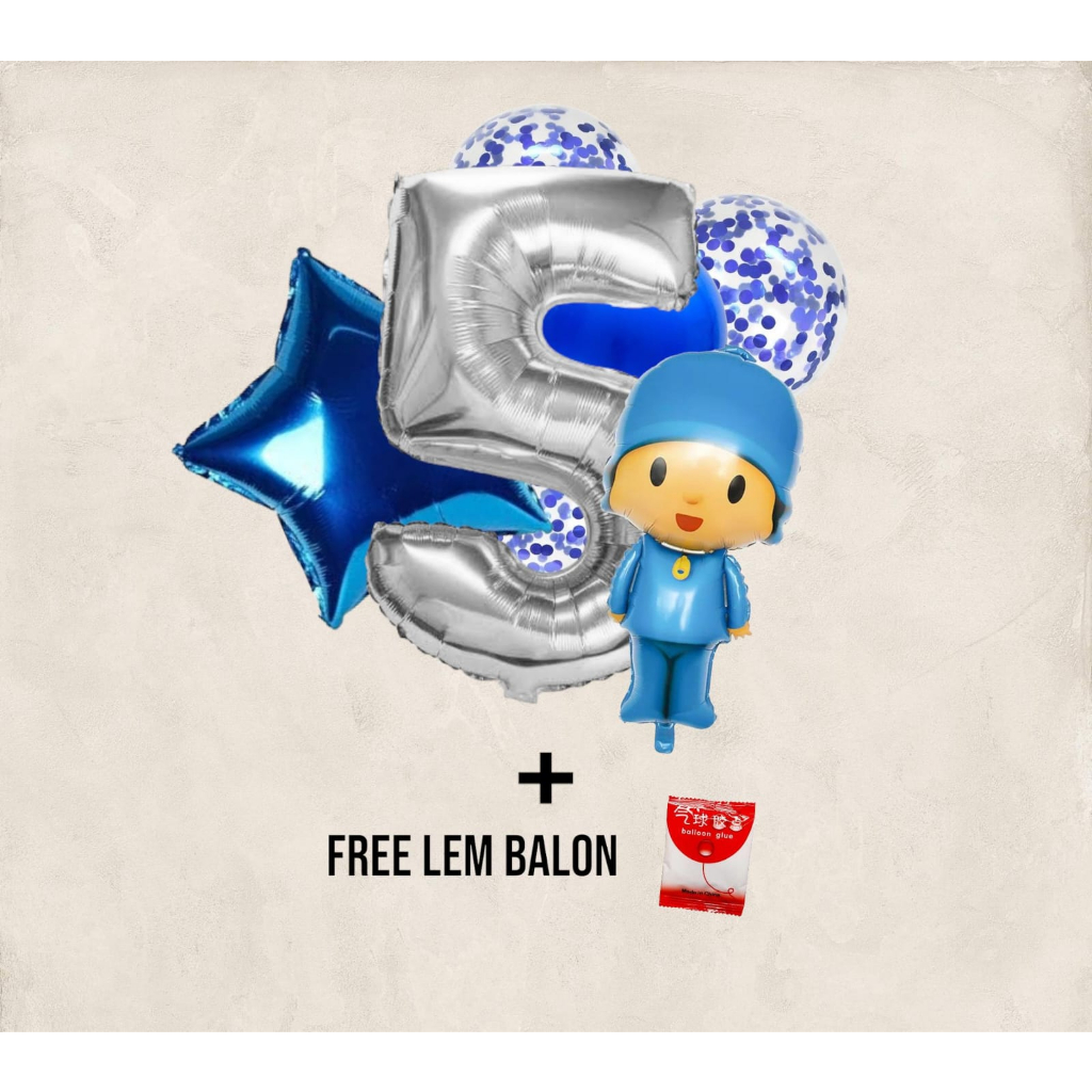 Jual Paket Balon Angka Karakter Pocoyo / Paket Balon Set Dekorasi Ulang ...