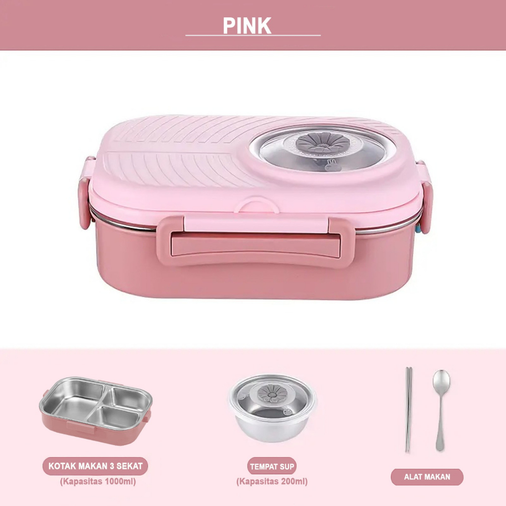 Jual Nexxio Lunch Box Kotak Makan Sekat Stainless / Lunch Box Stainless ...