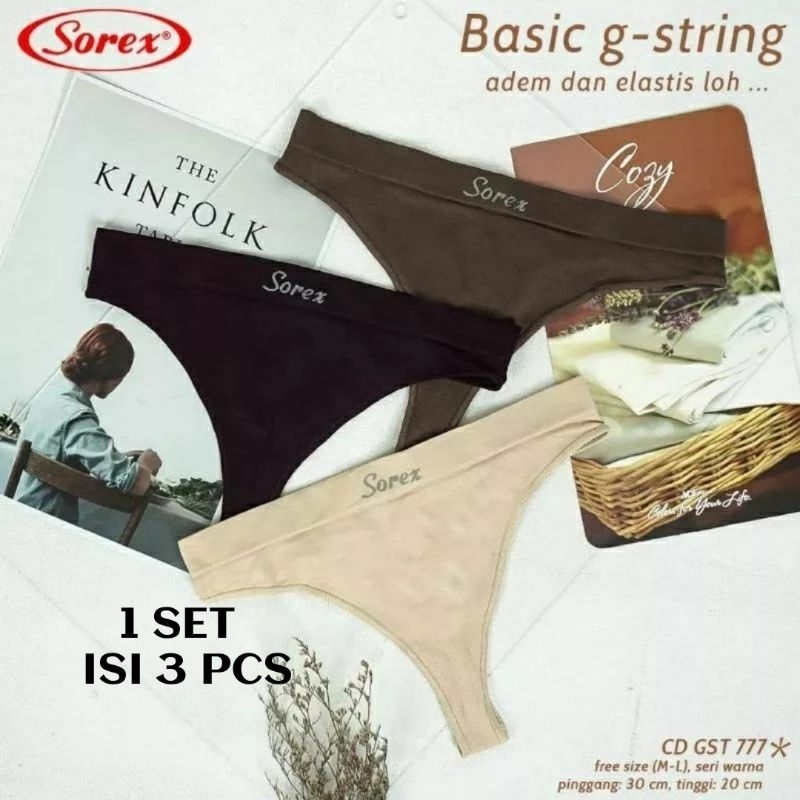 Jual Isi 3 PCS CD G-String Sorex 777 Celana Dalam Wanita Bahan Rajut Lembut | Shopee Indonesia