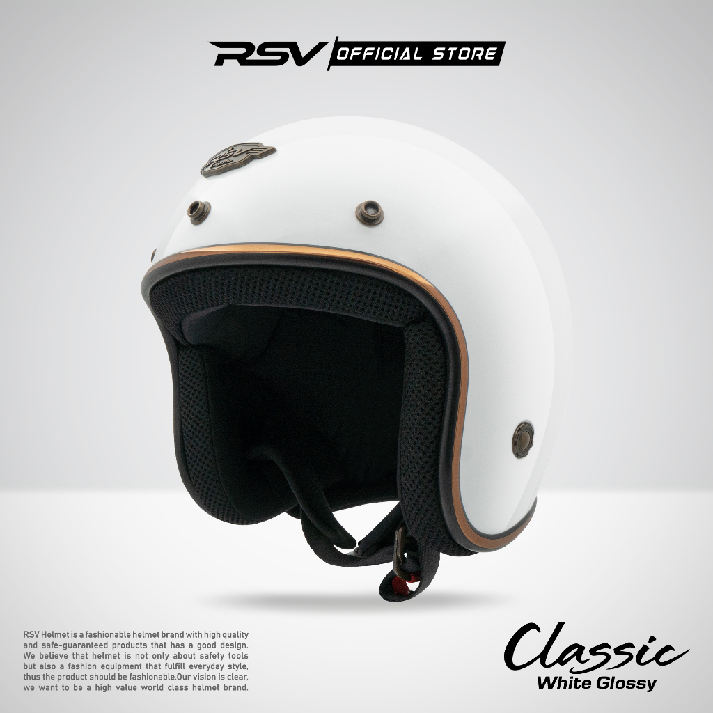 Jual HELM RSV CLASSIC WHITE GLOSSY | Shopee Indonesia