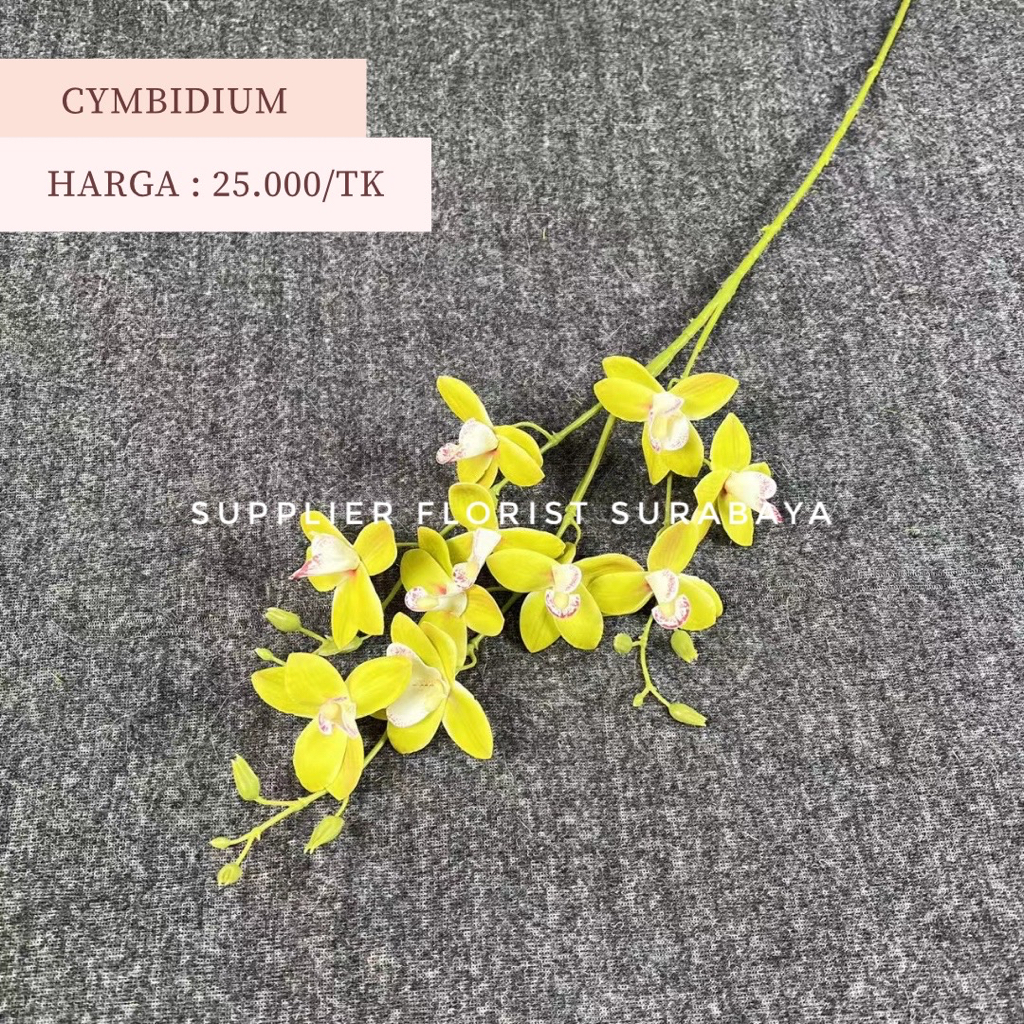 Jual [10 KEPALA] BUNGA PALSU ANGGREK CYMBIDIUM KECIL BAHAN LATEX REAL ...