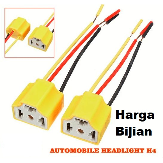 Jual SOKET LAMPU Seal Beam H4 Keramik pakai Kabel Soket bohlam halogen ...