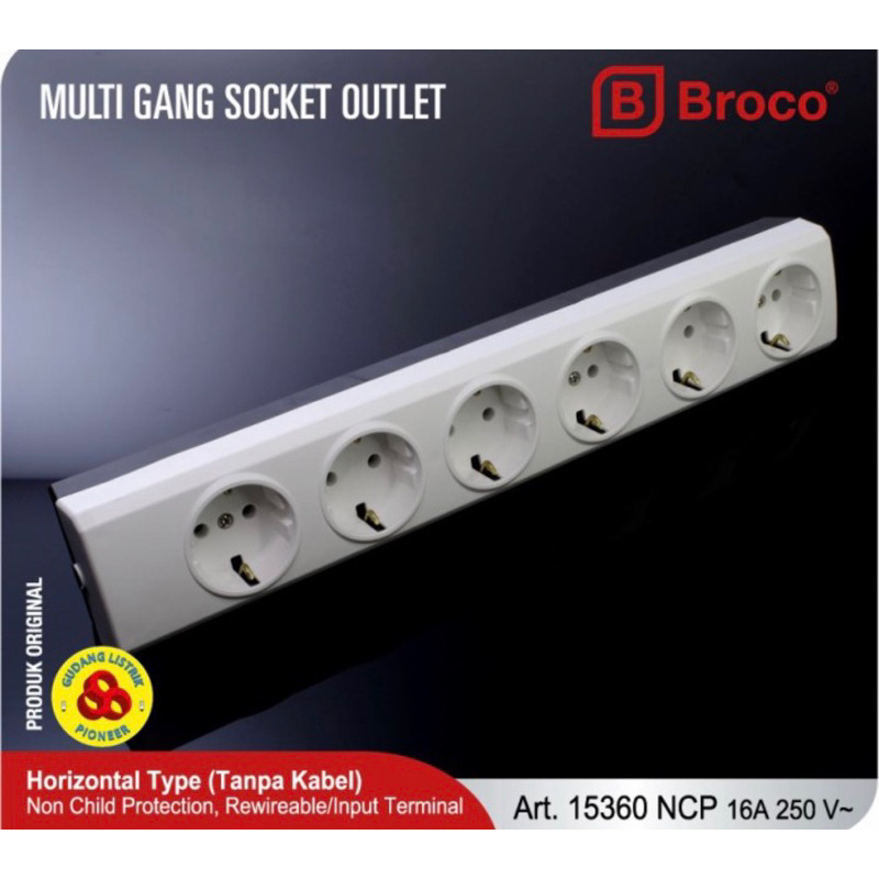 Jual BROCO stopkontak 5lubang 6 lubang non CP -15360 tanpa kabel ...