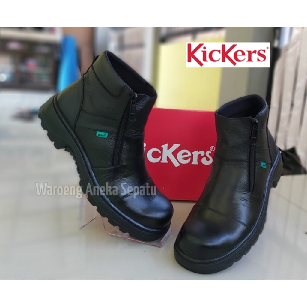 Jual Sepatu Boots Safety Kickers Rambo Zippers Pria Kulit Asli ...