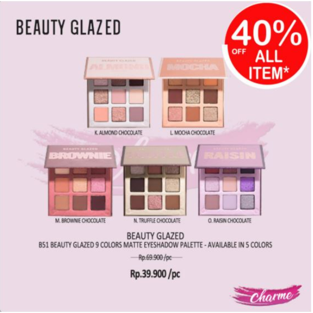 Jual Beauty Glazed 9 Colors Warna Eyeshadow Planet Edition B51 B 51 Mars Peach Almond saturn ...