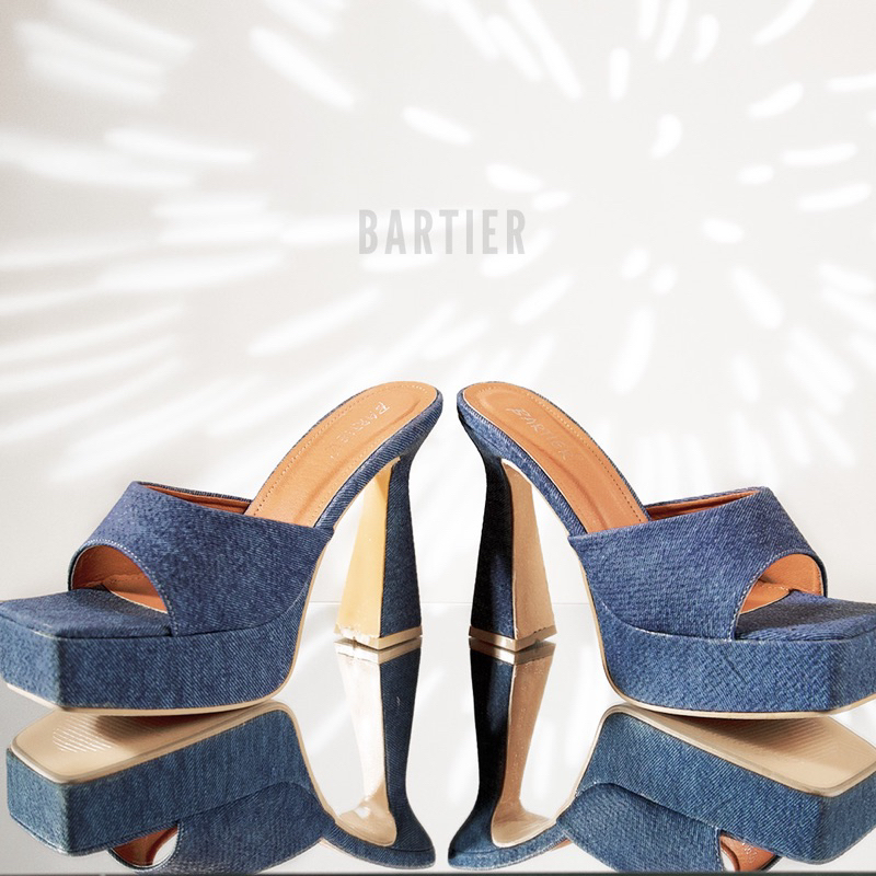 Jual BARTIER X OLIVIA PRAMAISELLA - PAM PAM DENIM HEELS CHUNKY HEELS ...