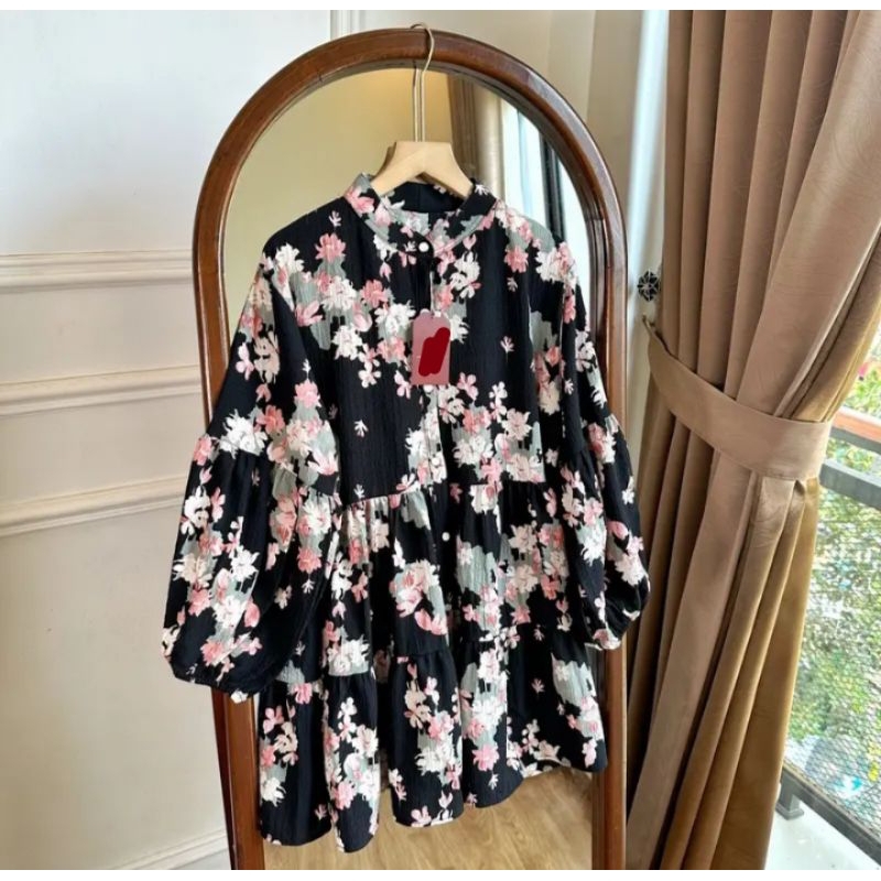 Jual Anaya Atasan Baju Kemeja Blouse Tunik Motif Bunga Floral Flower Wanita Perempuan Cewe Snow ...