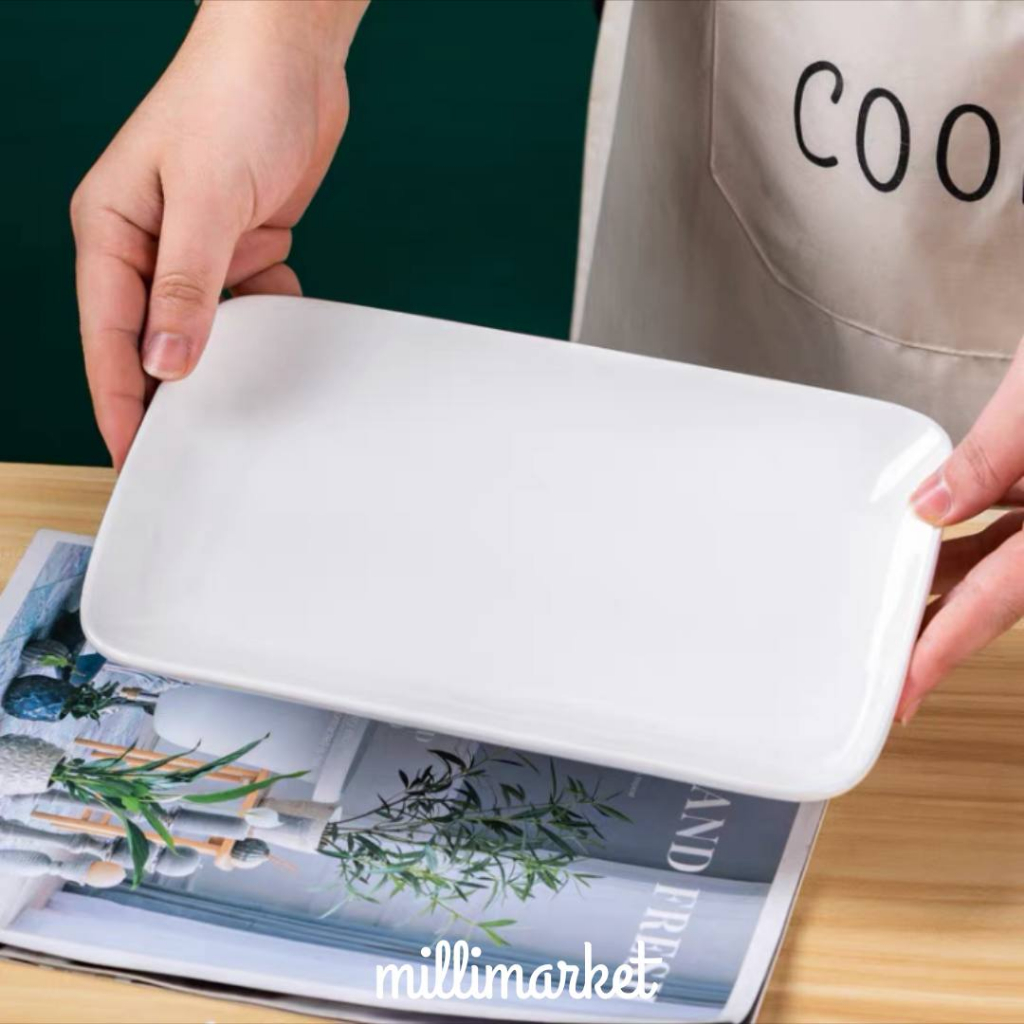 Jual [MILLI] BASIC WHITE RECTANGLE PLATE 23CM / Piring saji keramik ...