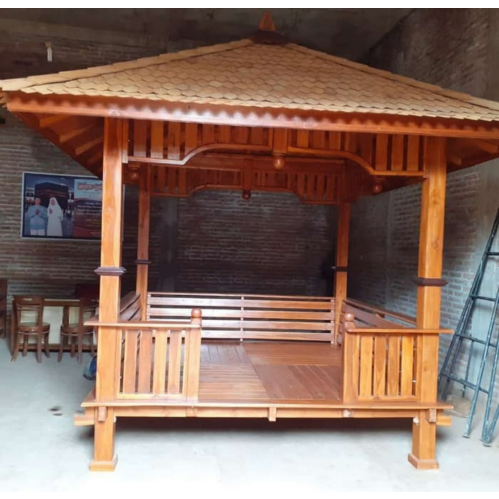 Jual Gazebo Kayu Jati Model Minimalis Ukuran 250x250 Cm Desain Atap ...