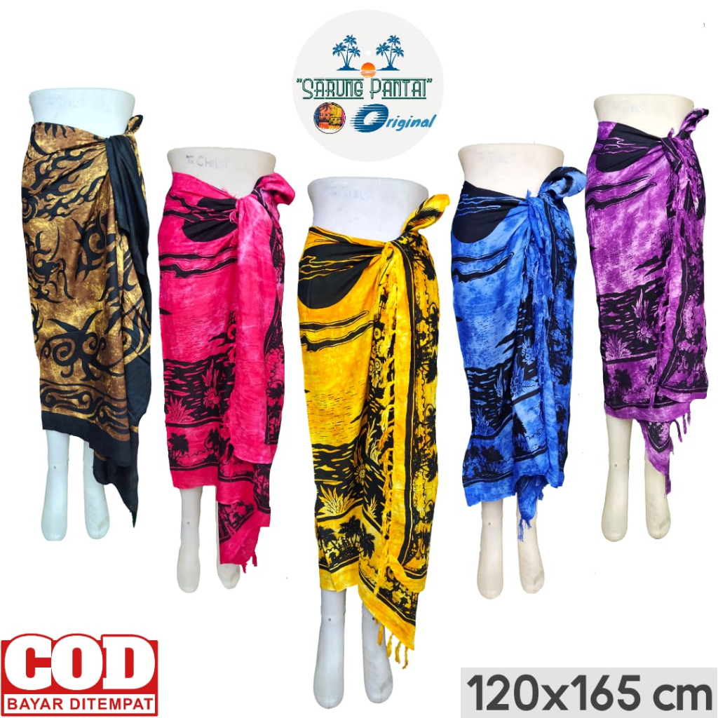 Jual Kain Bali Pantai - Kain Bali Motif Pemandangan Pantai Rumbai ...