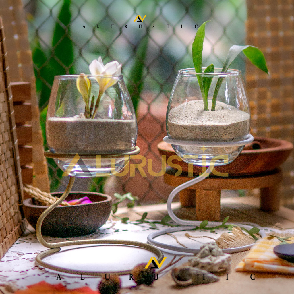 Jual VAS BUNGA KACA STANDING BESI- S / POT TANAMAN AIR HIDROPONIK ...