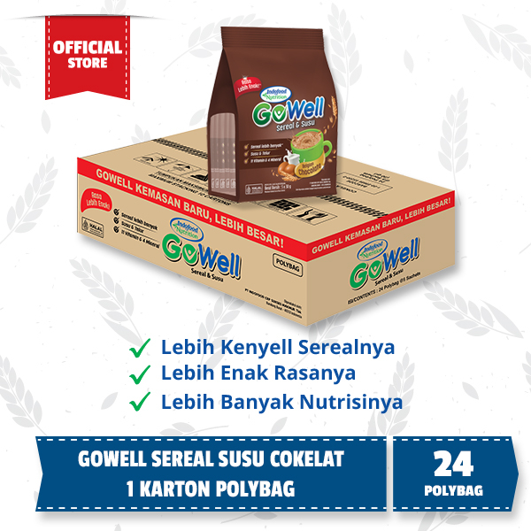 Jual GOWELL Sereal Susu COKLAT Kemasan POLYBAG - 1 carton | Shopee ...
