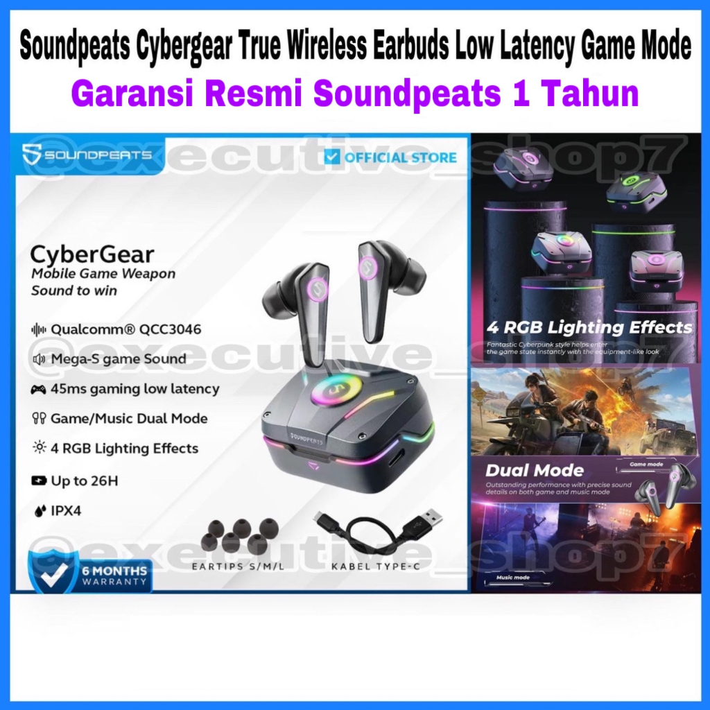 Jual Soundpeats Cybergear True Wireless Earduds Low Latency Game Mode Garansi Resmi Soundpeats 1 ...