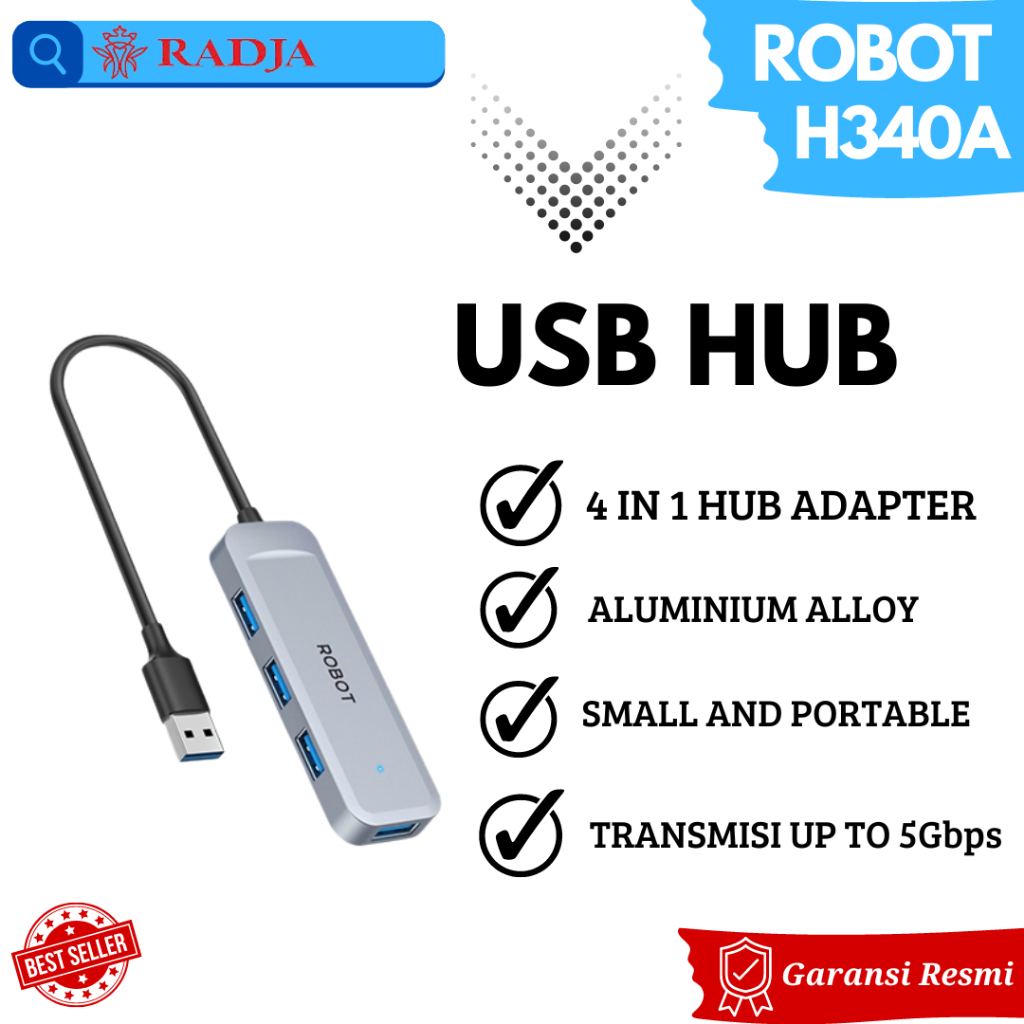Jual USB HUB Robot H340A 4 port USB 3.0 High Speed 5Gbps High ...
