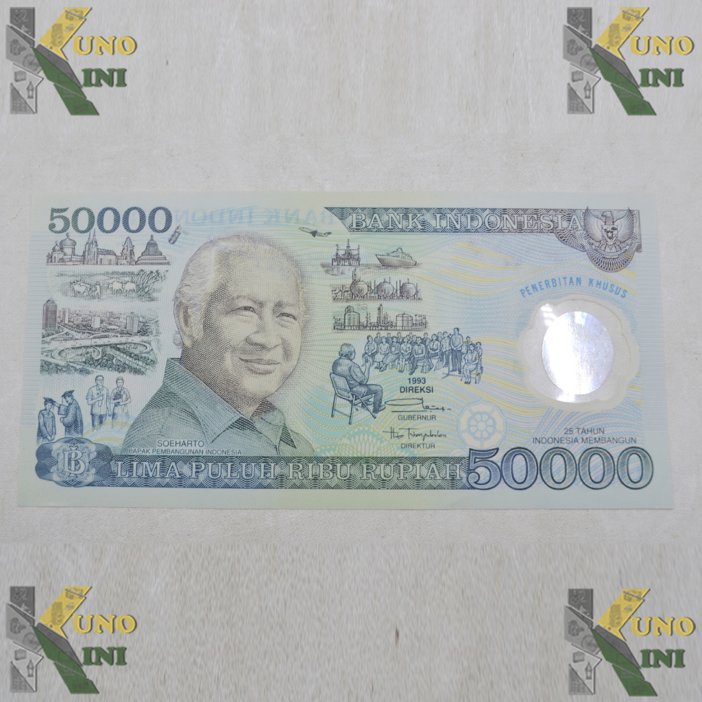 Jual UANG KUNO KERTAS POLYMER RP.50.000 ASLI - INDONESIA, 1993, UNC ...