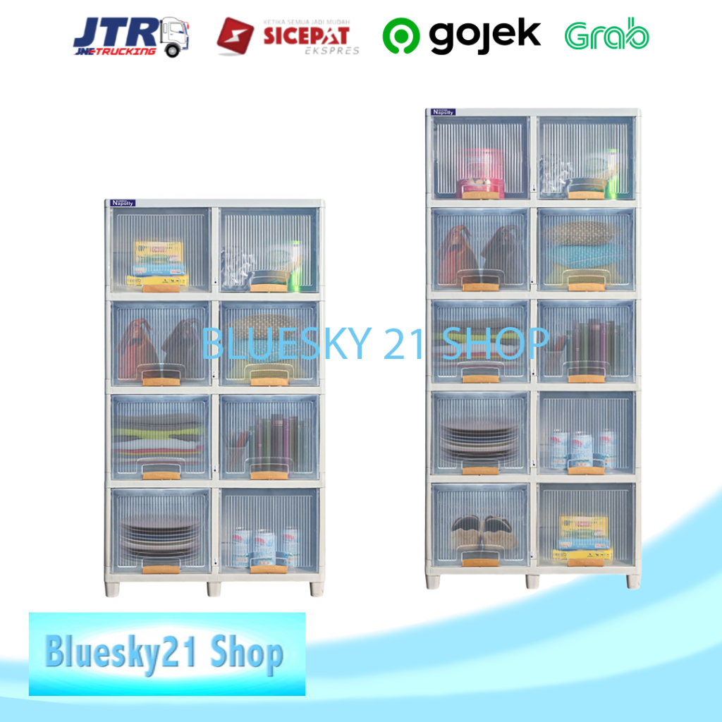 Jual NAPOLLY LOCKER BOX TRANSPARAN 4 SUSUN / 5 SUSUN RAK PENYIMPANAN ...