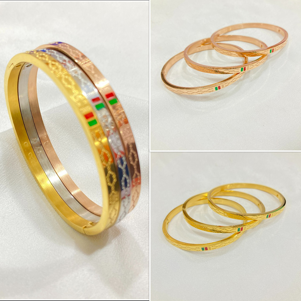 Jual Gelang Titanium Set 3 Pcs Full Embos Anti Karat Aksesoris ...