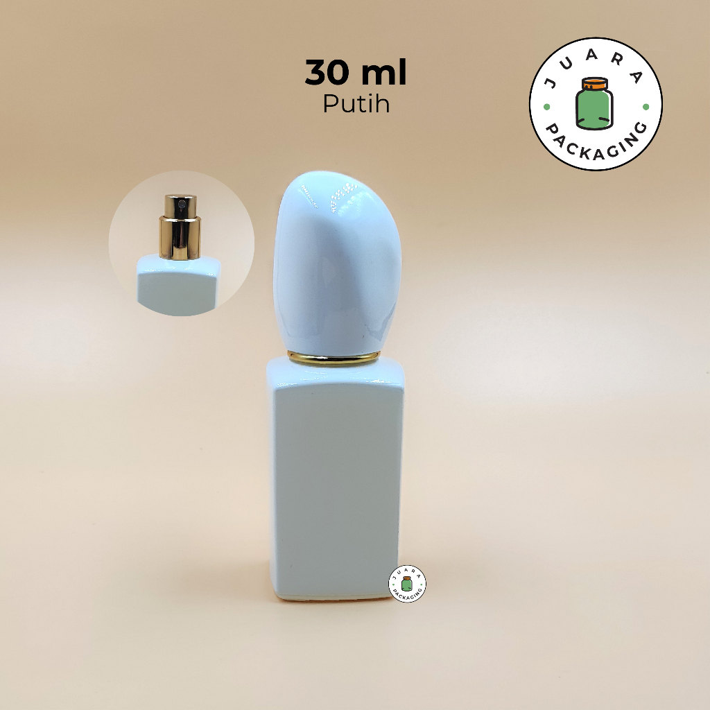 Jual Botol Parfum Kaca 30ml Putih Spray Gold Tutup Bentuk Kacang 30 ml ...