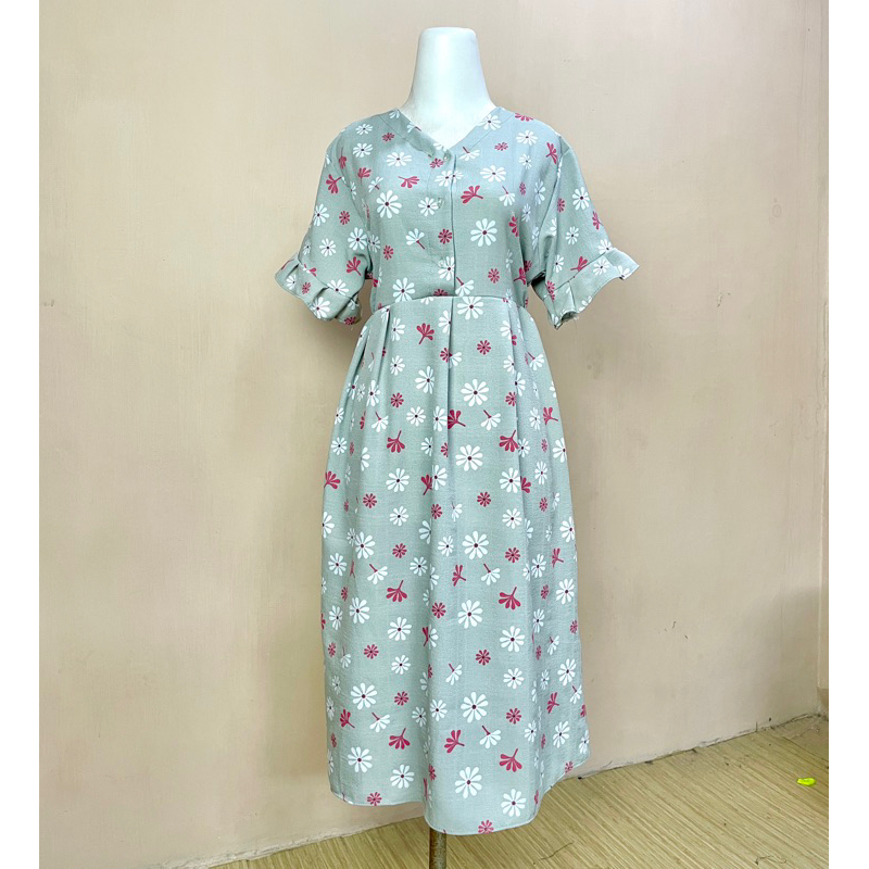 Jual Dress Daster Korean Style Home Dress Crinkle / Midi Dress | Shopee ...