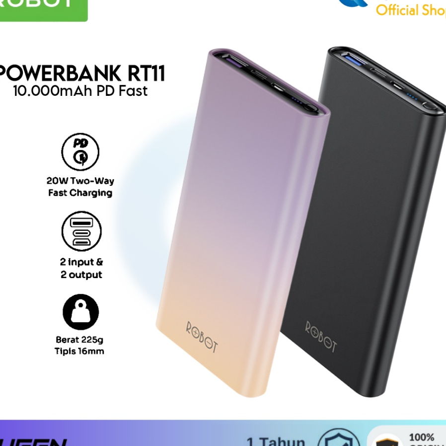 Jual [ POWERBANK RT11 ] FAST CHARGING ROBOT RT11 Powerbank Slim ...