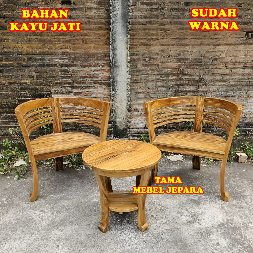 Jual kursi teras cantik kayu jati model minimalis, set kursi outdoor ...