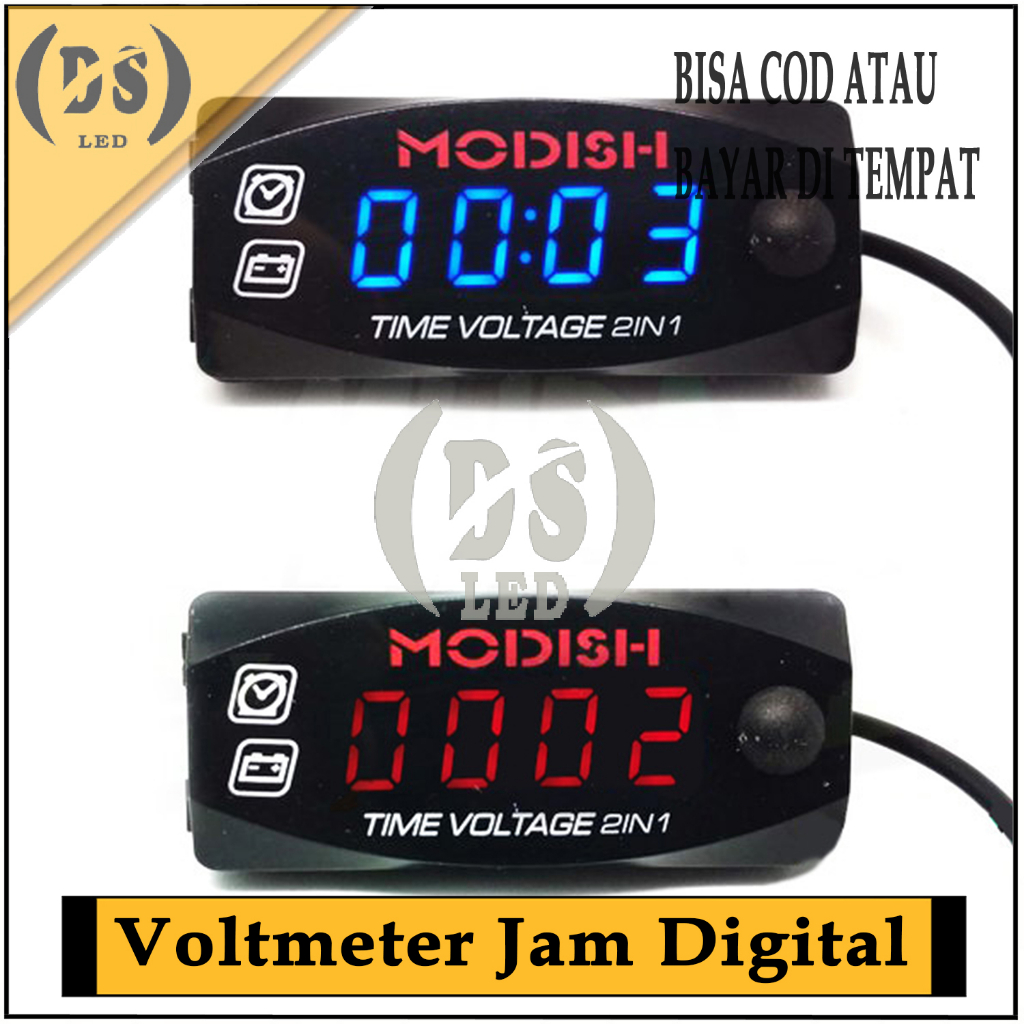 Jual Jam Voltmeter Motor waterproof / Voltmeter dan Jam 2in1 waterproof ...
