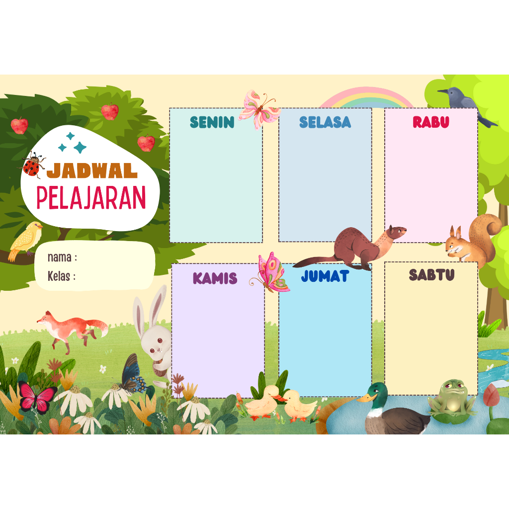 Jual Poster Jadwal Pelajaran Sekolah Anak-anak TK, SD, sekolah Dasar ...