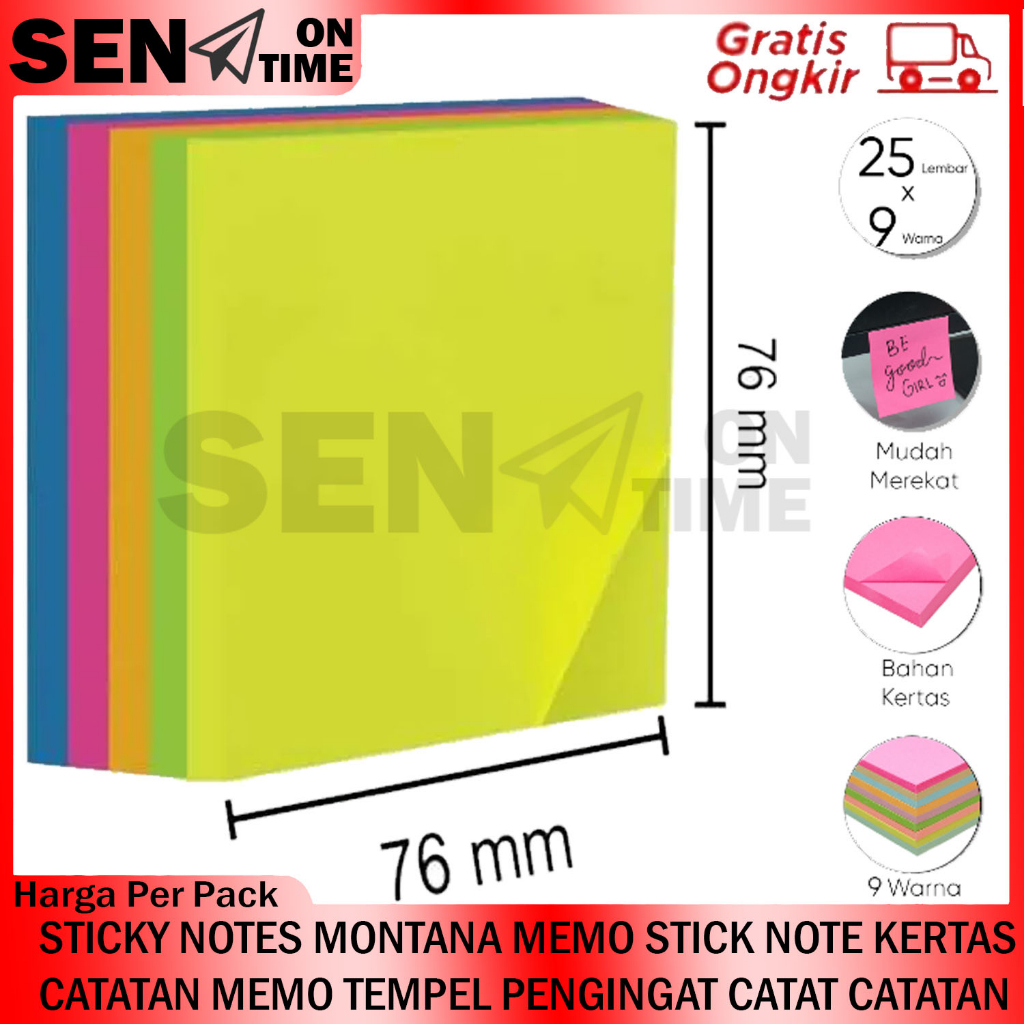 Jual STICKY NOTES MONTANA MEMO STICK NOTE KERTAS MEMOO TEMPEL TSN 76x76 ...
