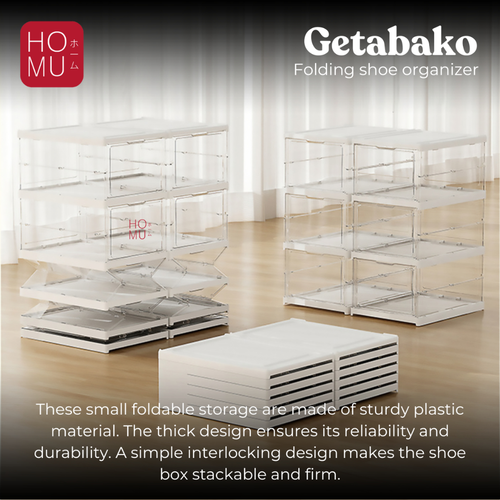 Jual HOMU Getabako Easy Install Foldable Shoes Display Box Organizer ...