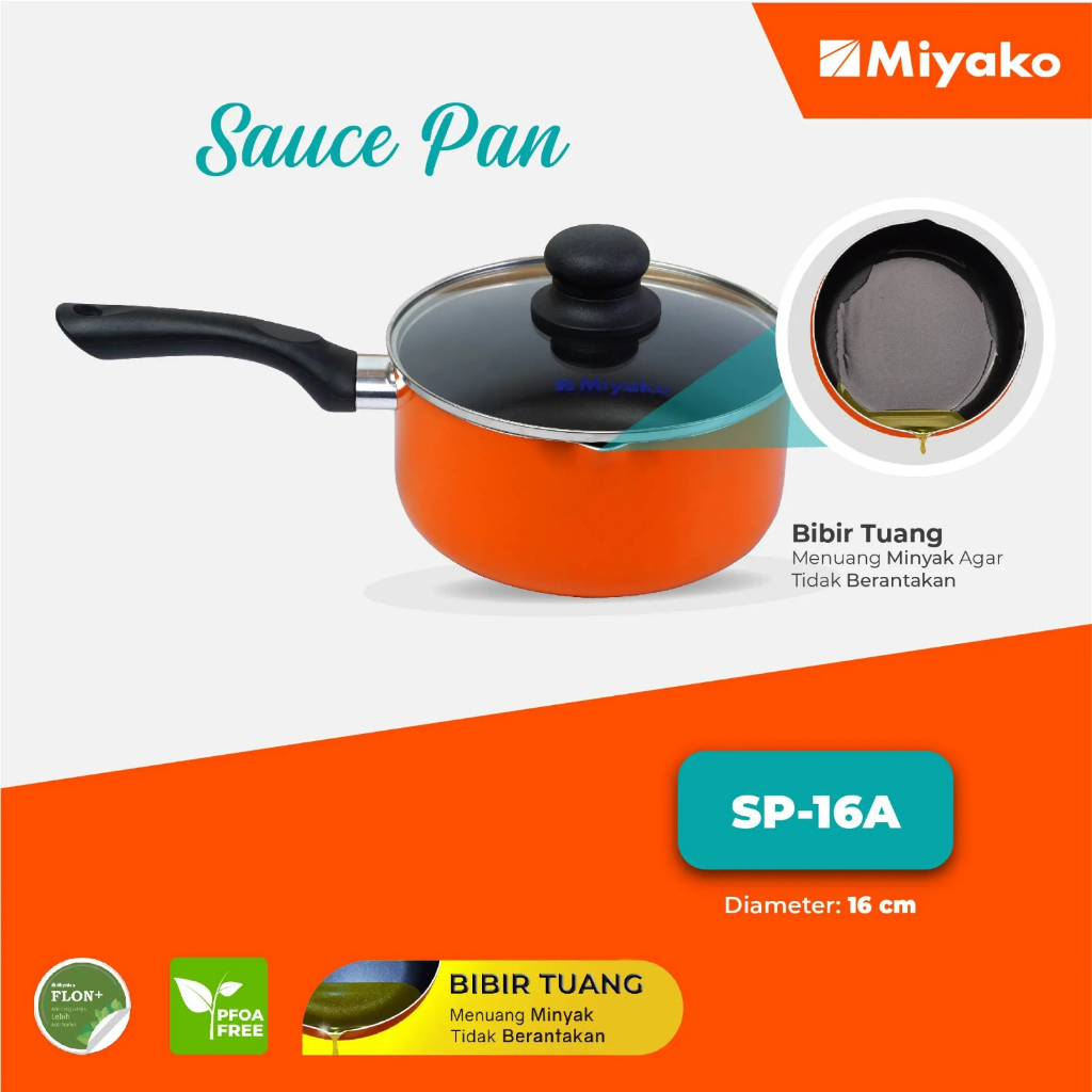 Jual Panci serbaguna Miyako SP16A Sauce Pan 16cm Tempered Glass Lid ...