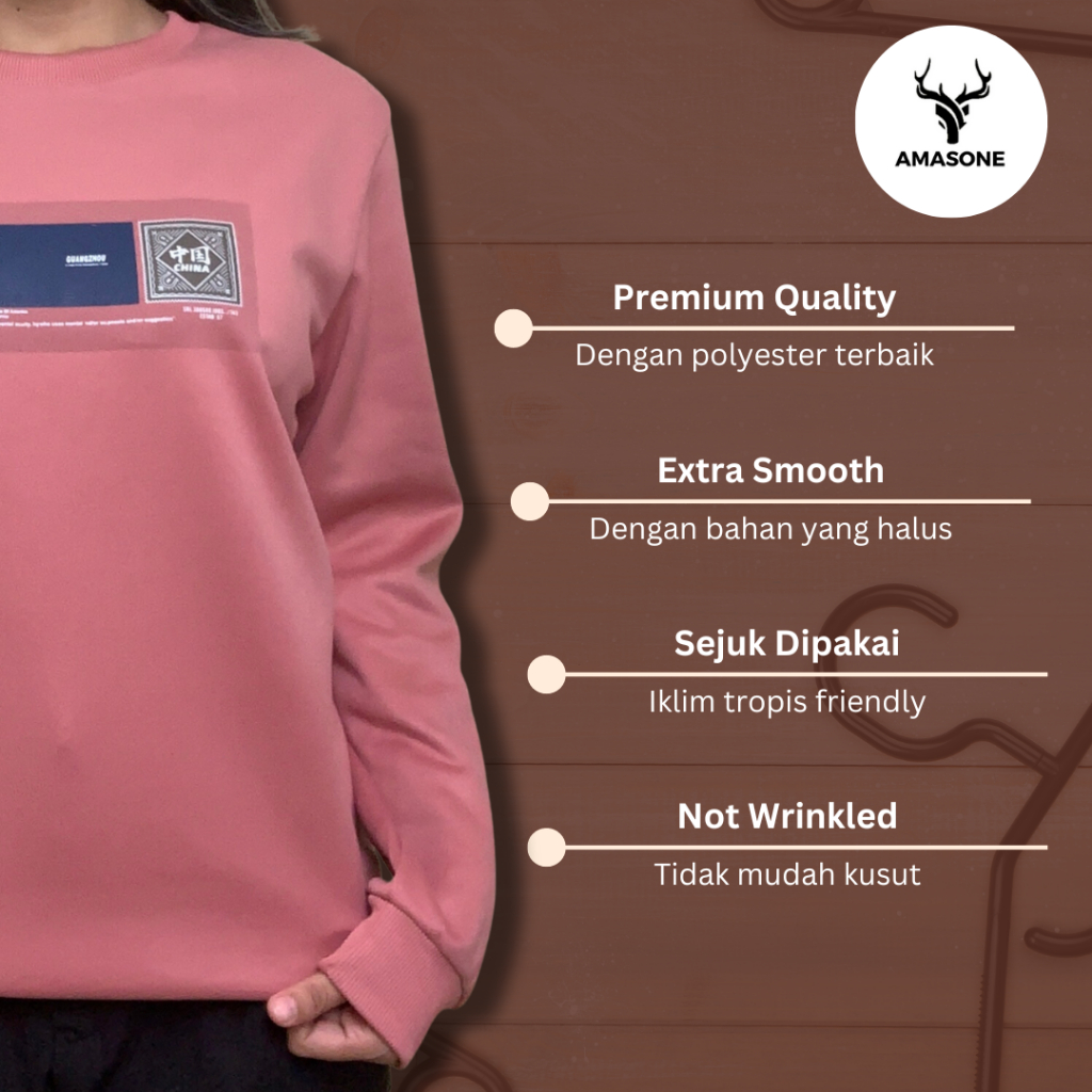 Jual AMASONE - Sweater Crewneck Premium BEIJING Merah Muda Pria Wanita ...