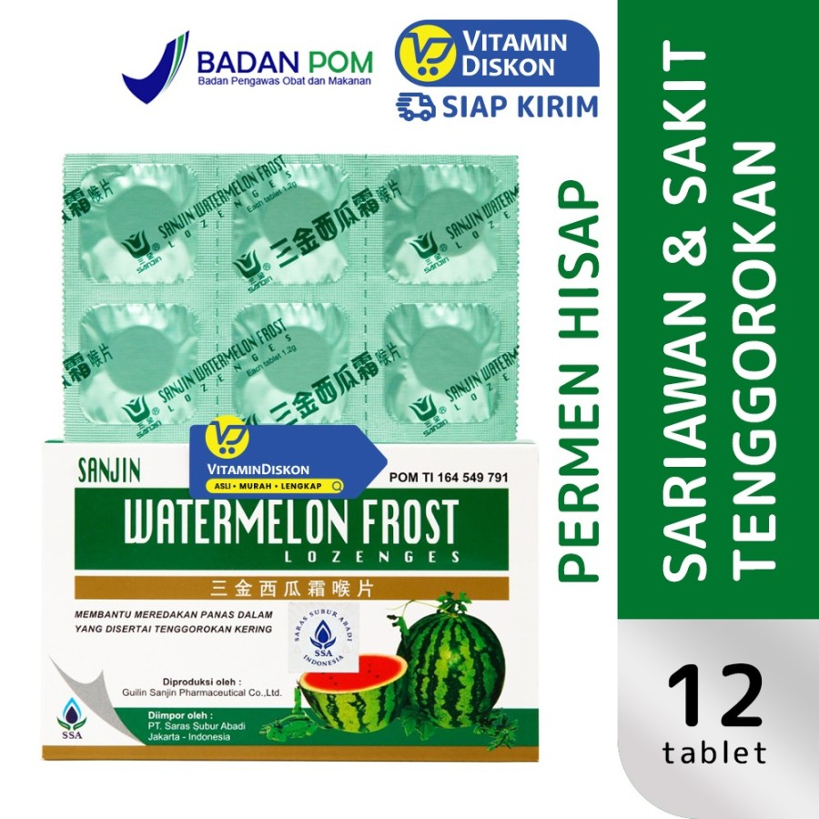 Jual Sanjin Watermelon Frost Lozenges Permen Hisap Pereda Sariawan Dan ...