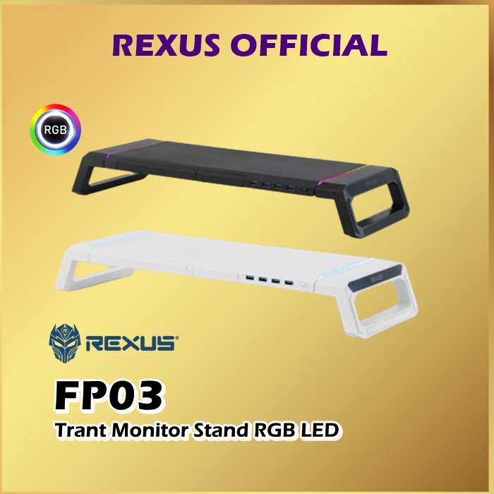 Jual Rexus FP03 FP-03 Trant Monitor LCD Stand RGB LED with USB 3.0 | Shopee Indonesia
