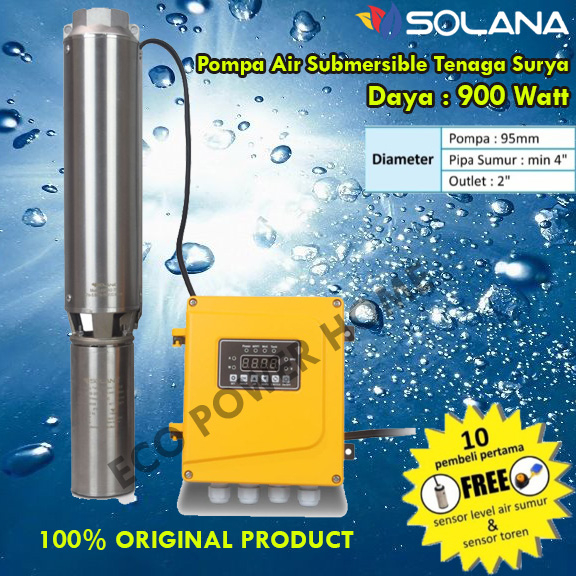 Jual Pompa Air Solar Tenaga Surya 900W Solana Submersible Pump ...