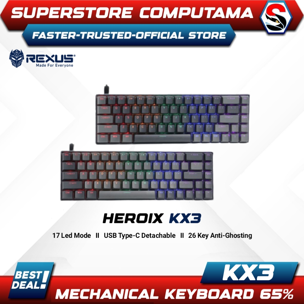 Jual Rexus Keyboard Heroic KX3 RGB Mechanical Gaming Keyboard | Shopee Indonesia