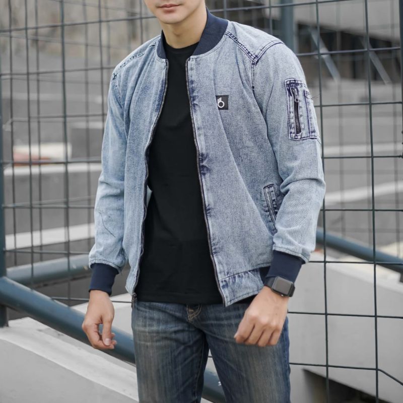 Jual Jaket Bomber Jeans Blue Denim Jin Biru Muda Bioblitz Jins Hangat ...