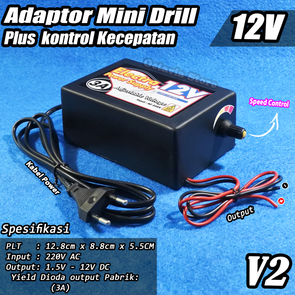Jual ADAPTOR 12V plus kontrol kecepatan Plus Kabel Power Dan BOX | Shopee Indonesia
