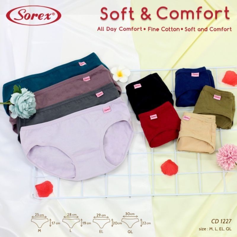 Jual (1 Paket Isi 3 pcs) Cd Sorex 1227 Mini Katun Super Soft | Celana Dalam Wanita Karet Lebar ...