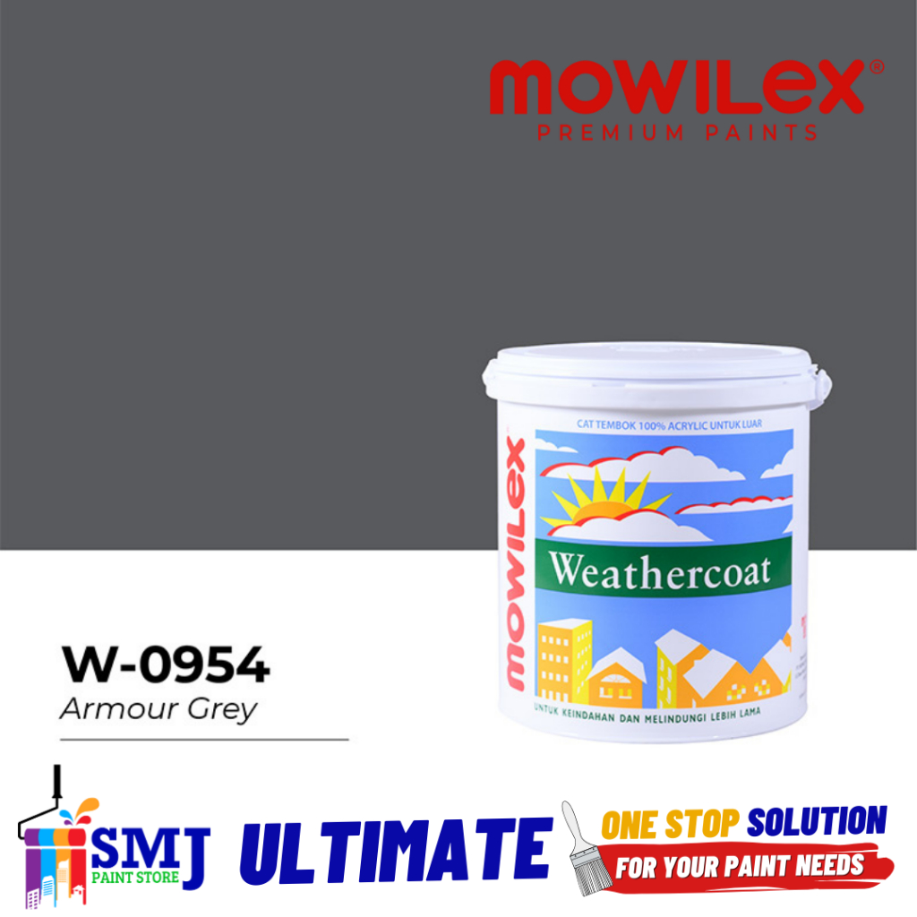 Jual Cat Tembok Eksterior MOWILEX WEATHERCOAT W 0954 Armour Grey 20L | Shopee Indonesia