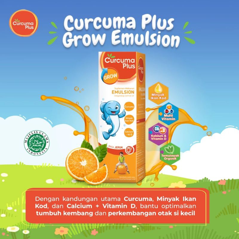 Jual CURCUMA PLUS GROW EMULSION SYRUP VITAMIN JERUK 200ml | Shopee ...