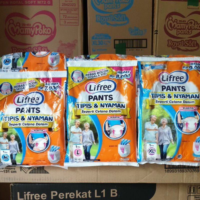 Jual Lifree Pants Popok CELANA Dewasa M L XL 1 sachet Ukuran | Shopee Indonesia