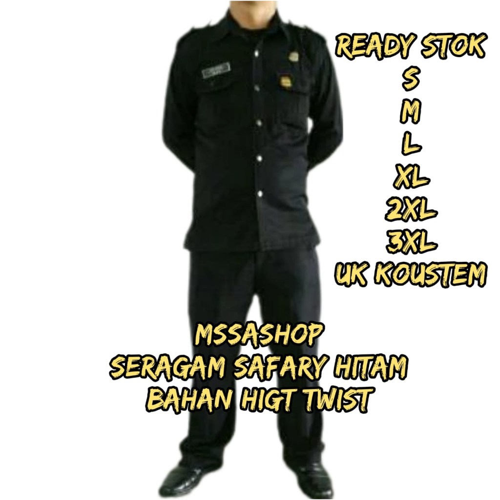 Jual Mssashop Seragam safari Driver Satpam/seragam hitam tangan panjang ...