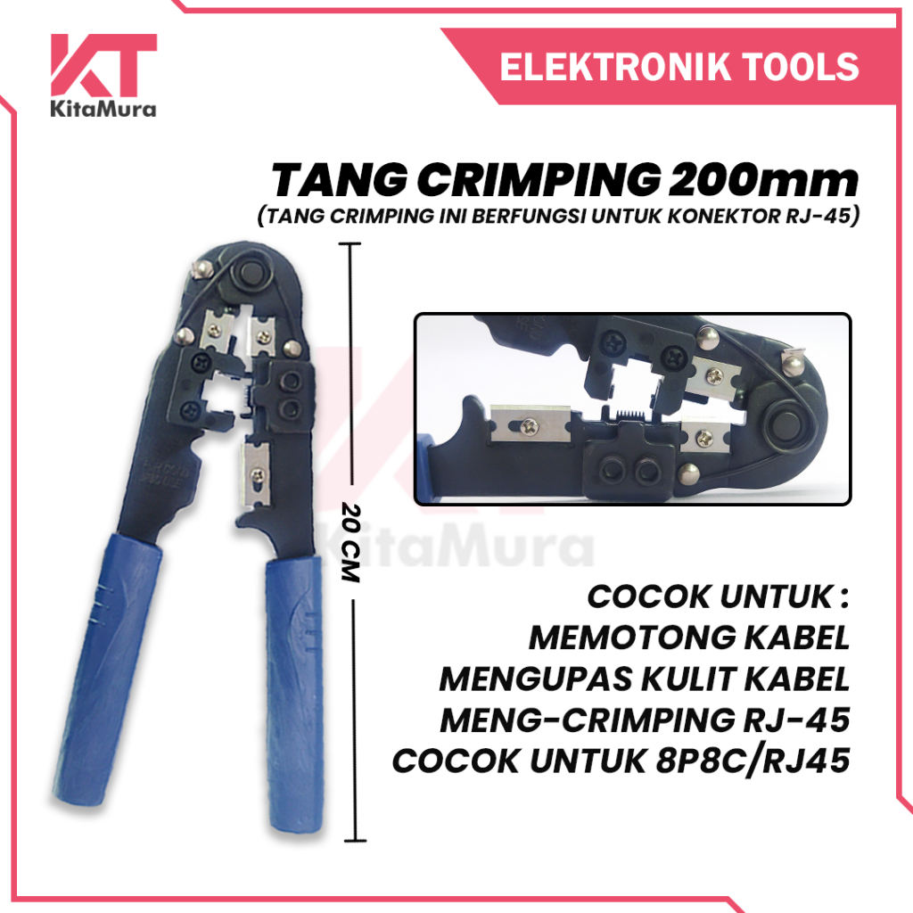 Jual TANG CRIMPING 200mm || Modular Crimping Tool Konektor RJ45 ...