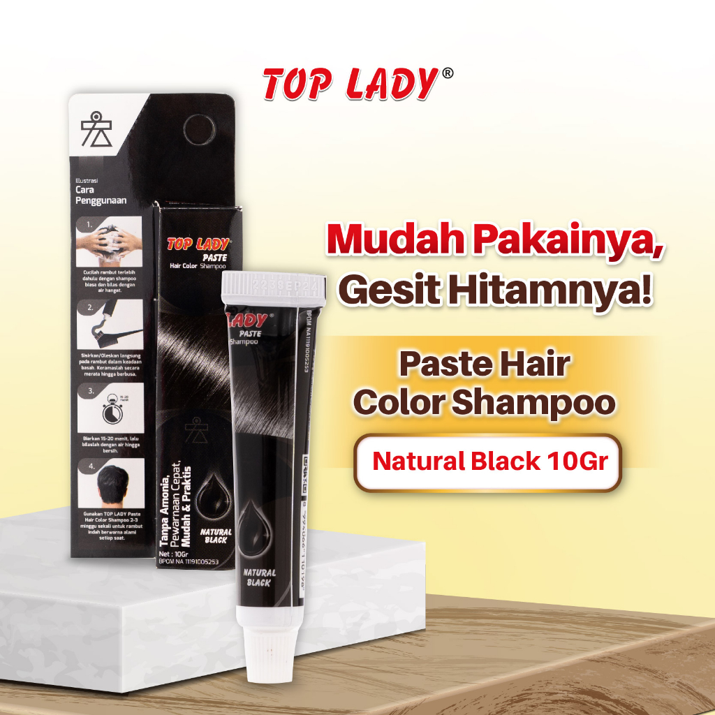 Jual TOP LADY Paste Pasta Hair Color Shampoo (Black) Semir Uban ...
