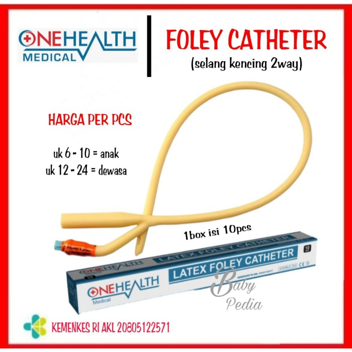 Jual BabyPedia Foley Catheter 2Way GEA latex / Sillicone Coated Latex ...
