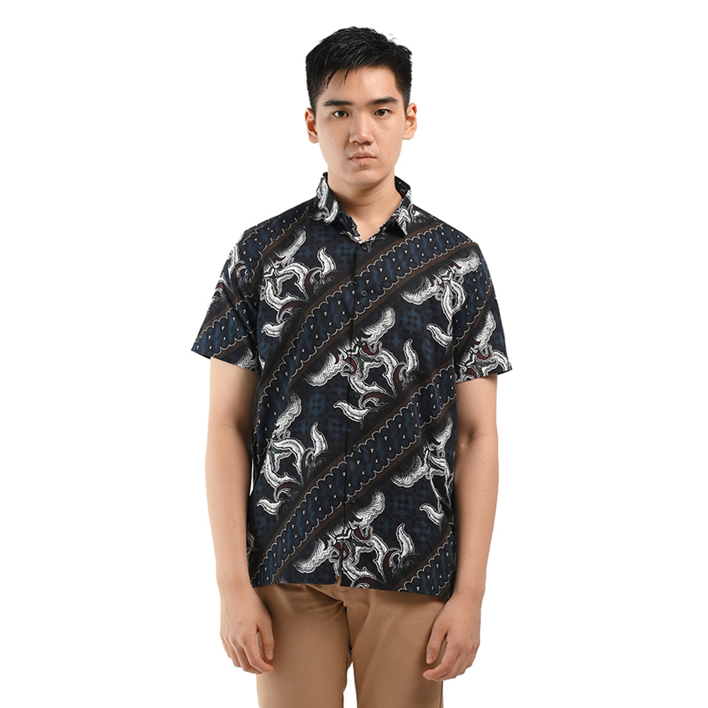 Jual MANZONE Kemeja Batik Modern Fit Brahma 3 Bestbuy - Navy | Shopee ...