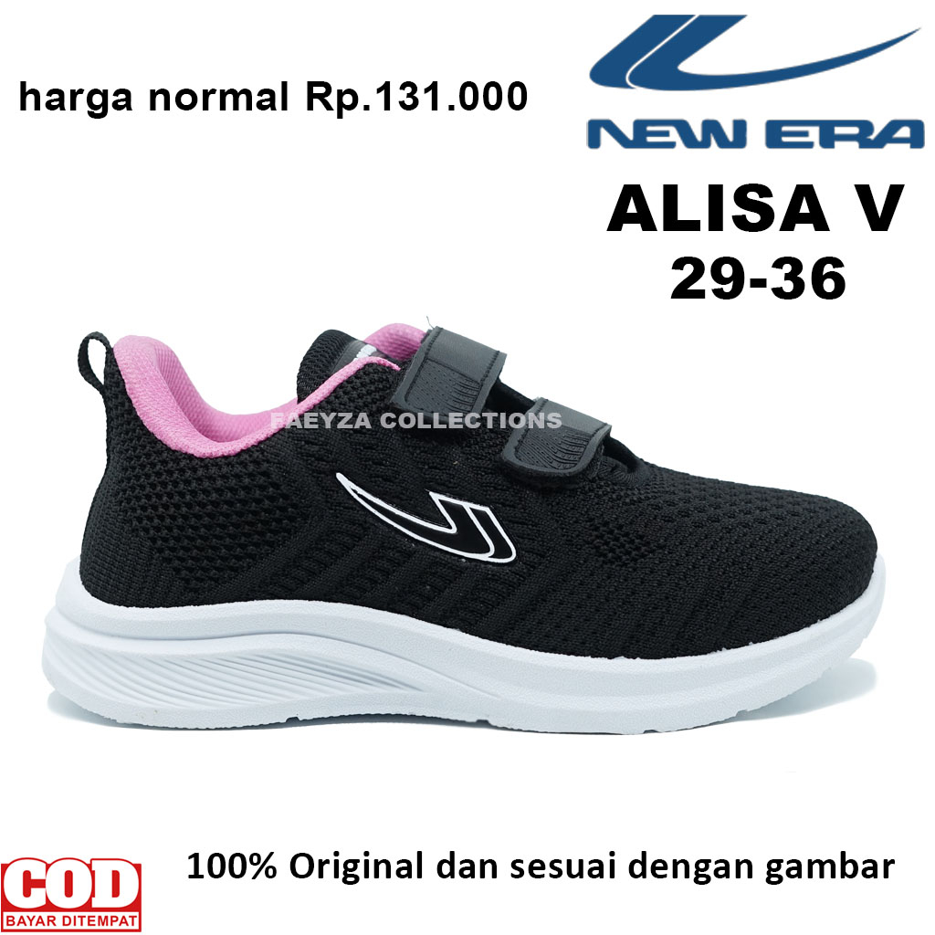 Jual SEPATU SEKOLAH NEW ERA ALISA , SEPATU SEKOLAH ANAK PEREMPUAN TK SD SMP HITAM PINK PEREKAT ...