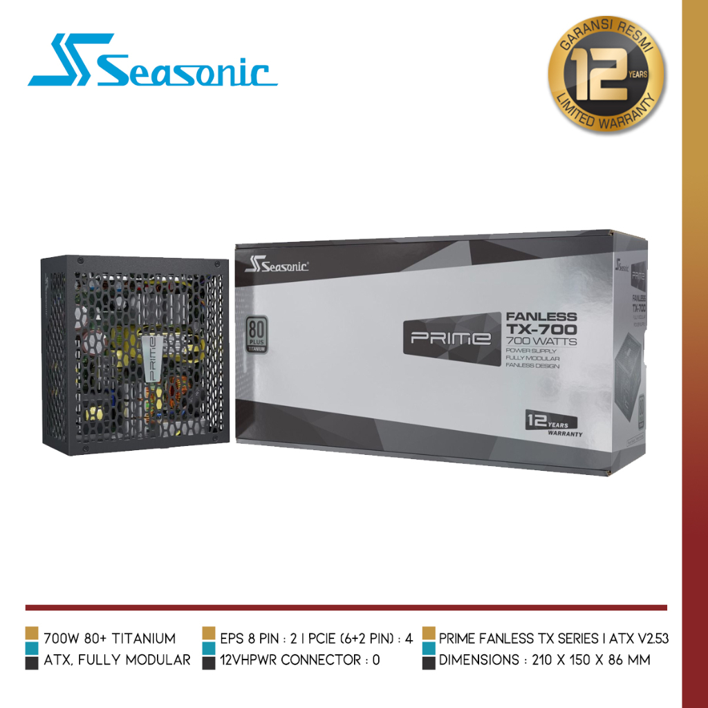 Jual SEASONIC PRIME FANLESS TX-700 | PSU 700W 80+ Titanium Fully ...